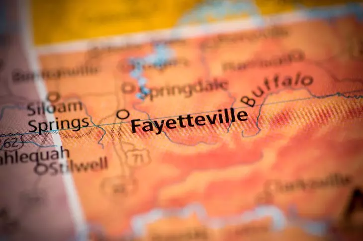 Fayetteville en un mapa, de prop.