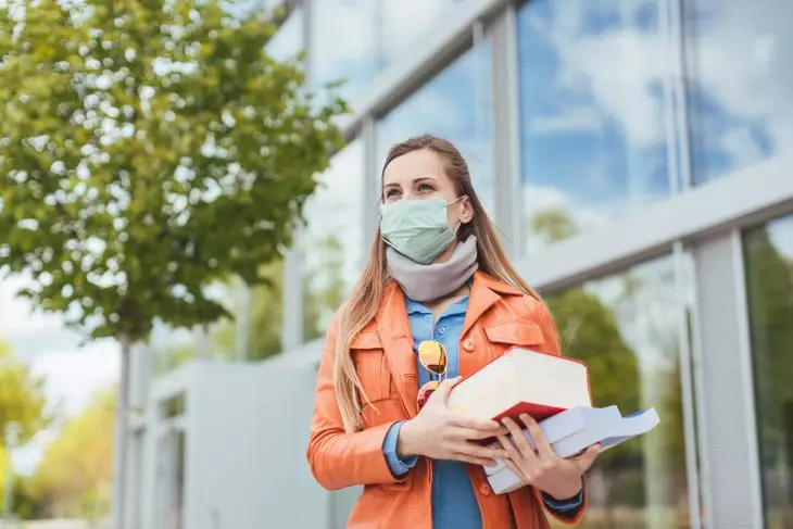 Universitetsstuderende i maske