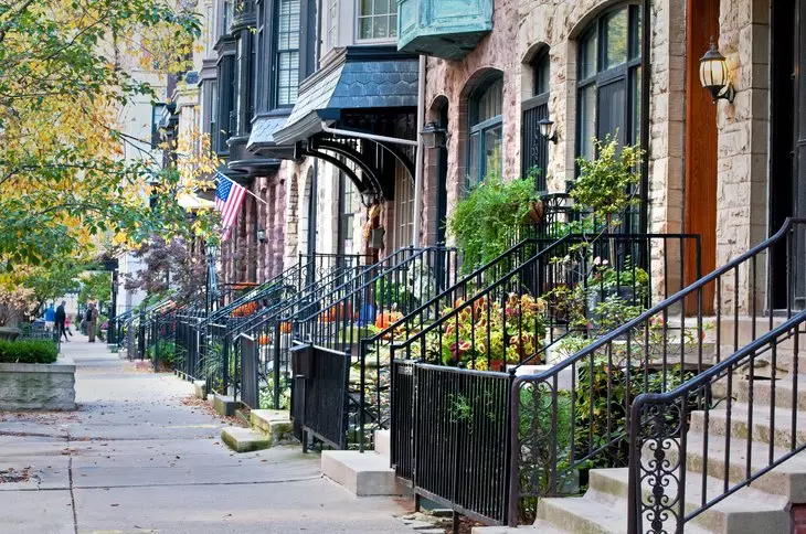 Stedelijke woonstraat in Chicago