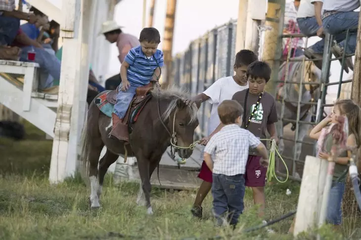 Ffotograff stoc heb freindal ID: 265392458 Cowbois bach yn marchogaeth yn PRCA Rodeo yn Lower Brule, Lyman County, Lower Brule Sioux Tribal Reservation, De Dakota, 58 milltir i'r De-ddwyrain o Pierre ger Afon Missouri